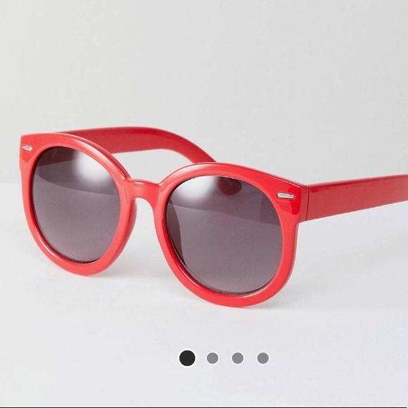 Accessories | Oversized Red Round Sunglasses Cat Eye Vintage | Poshmark